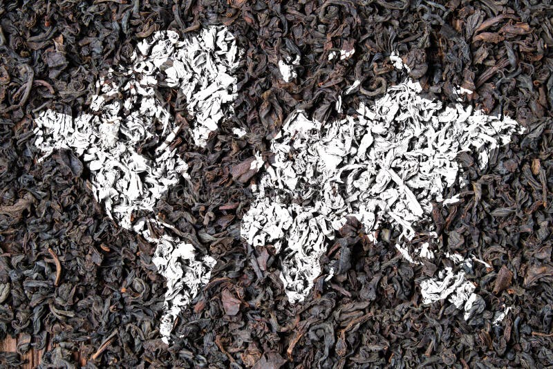World Map on Dry Tea As a Concept of Export Around the World Stock ...