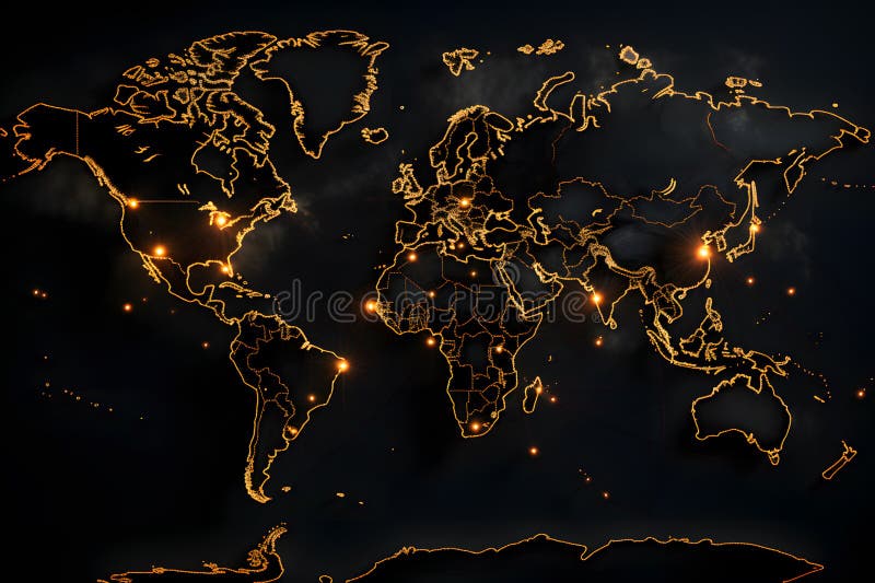 World Map of the Earth on Dark Background Stock Photo - Image of shape ...
