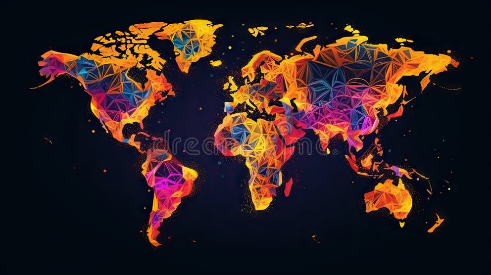 World Map Electro Style Background. Generative AI Stock Illustration ...