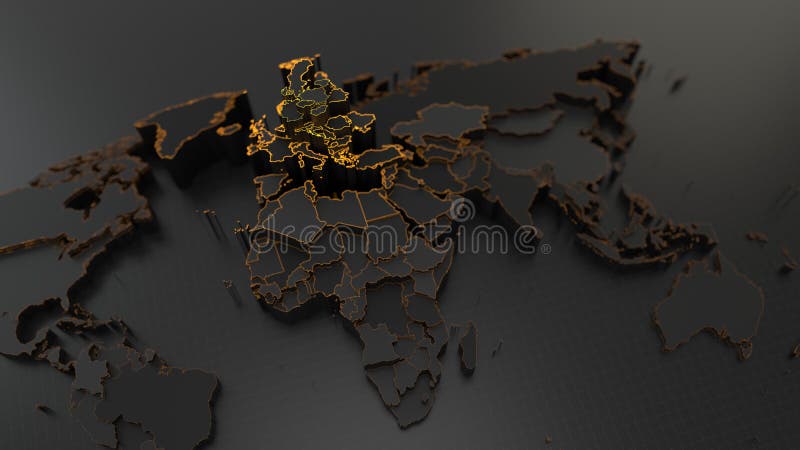 World Map with Elevated Countries. 3d Illustration Stock Illustration ...
