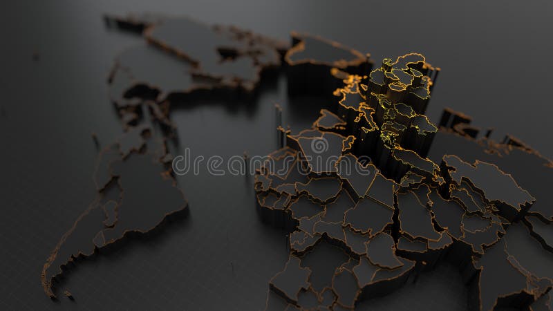 World Map with Elevated Countries. 3d Illustration Stock Illustration ...