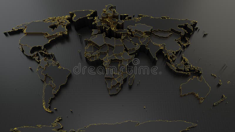 World Map with Elevated Countries. 3d Illustration Stock Illustration ...