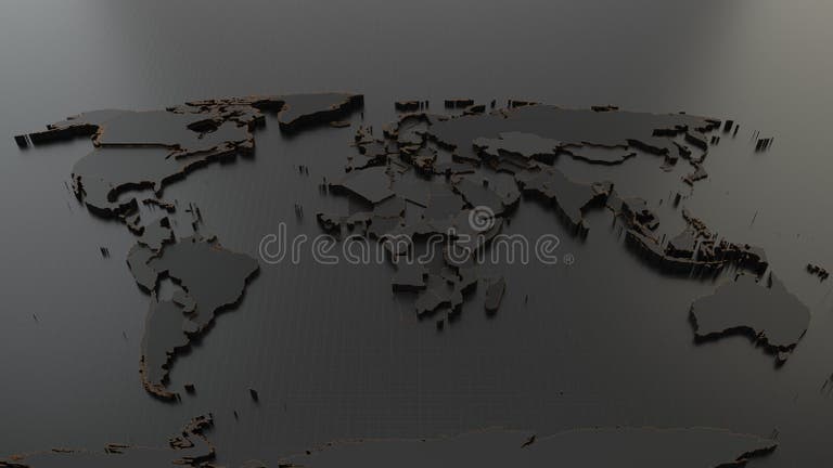 World Map with Elevated Countries. 3d Illustration Stock Illustration ...