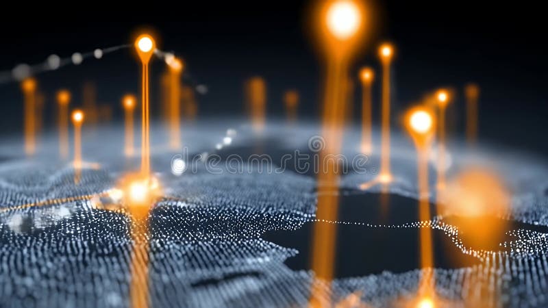 Digital World Map with Glowing Data Beams Stock Footage - Video of ...