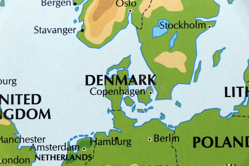 World Map of Europe Denmark Country in Close Up Stock Photo - Image of ...