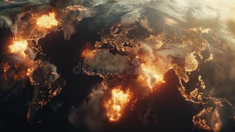 World Map with Explosions in Places of Armed Conflicts Stock Image ...