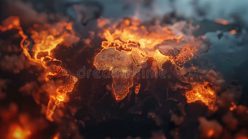 World Map with Explosions in Places of Armed Conflicts Stock Image ...