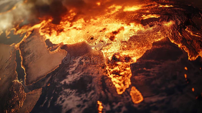 World Map with Explosions in Places of Armed Conflicts Stock Photo ...