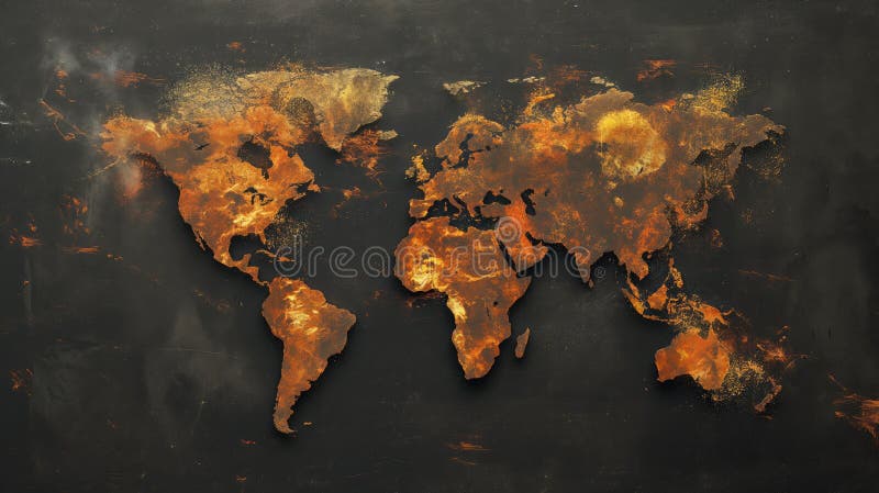 World Map with Explosions in Places of Armed Conflicts Stock Image ...