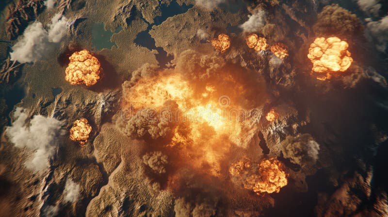 World Map with Explosions in Places of Armed Conflicts Stock Image ...