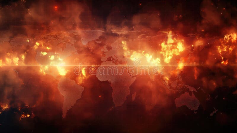 World Map with Explosions in Places of Armed Conflicts Stock ...
