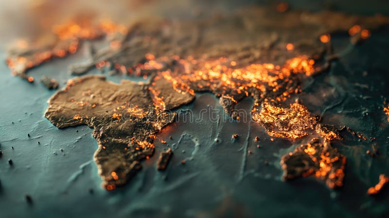 World Map with Explosions in Places of Armed Conflicts Stock Image ...