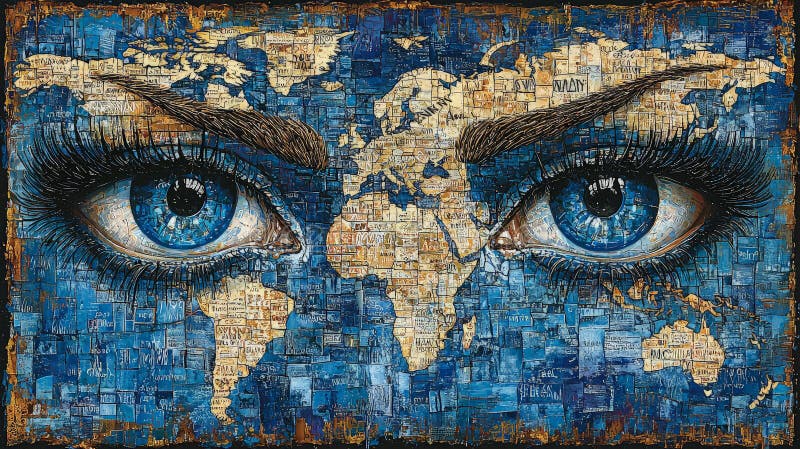 World Map Eyes; Artistic Vision; Global Gaze Stock Image - Image of ...