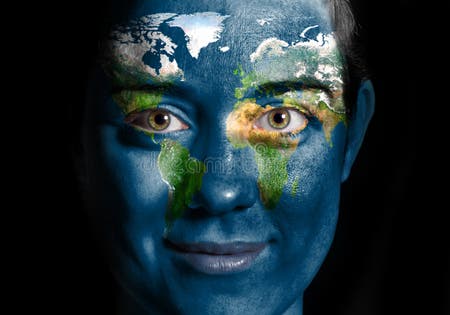 World map face stock photo. Image of makeup, pretty, woman - 19555642