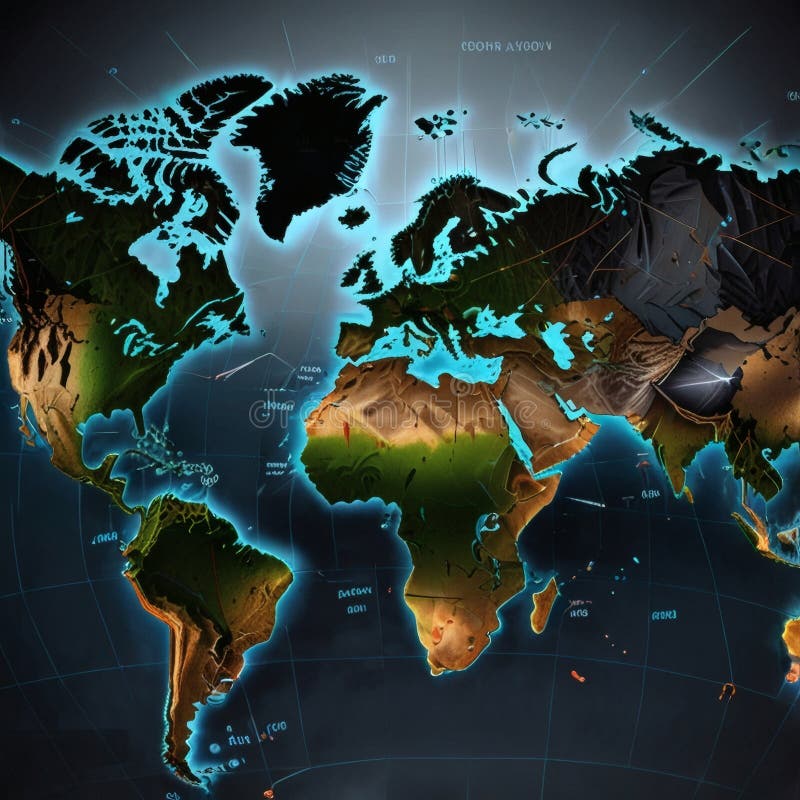 A World Map with Fading, Ghost-like Trade Routes. Stock Illustration ...