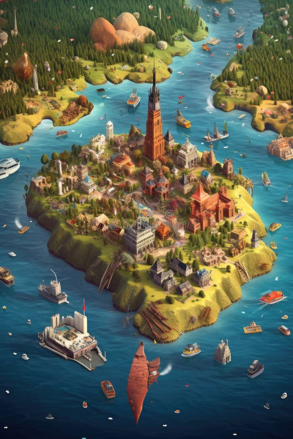 World Map with Famous Landmarks As Location Pins Stock Image - Image of ...