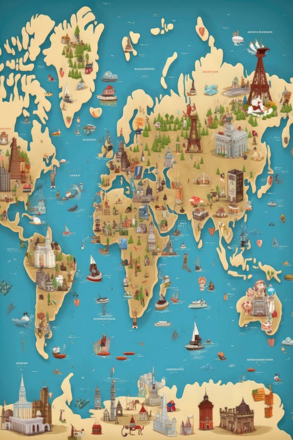 World Map Landmarks Stock Illustrations – 3,012 World Map Landmarks ...