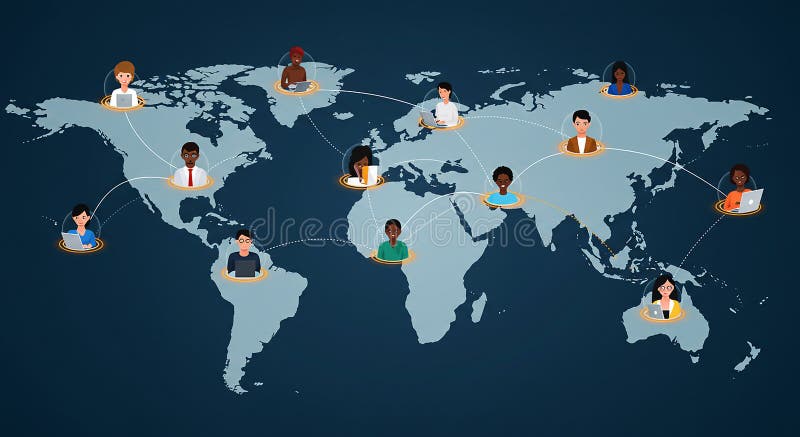 A World Map Features Illustrations of Diverse Individuals, Each ...