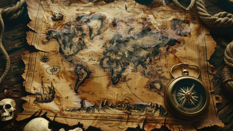 World Map with Compass stock image. Image of compass - 375421465