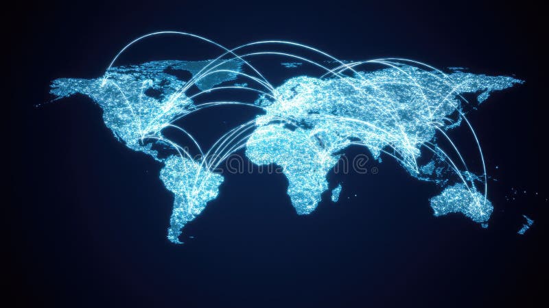 A World Map Featuring Network Lines and Connections Stock Illustration ...