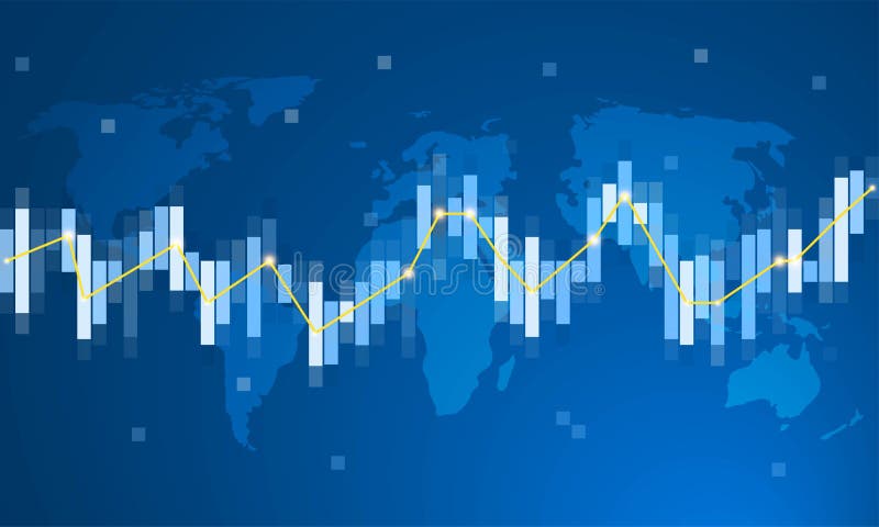 World Map with Financial Data Graph Chart on Blue Background Stock ...