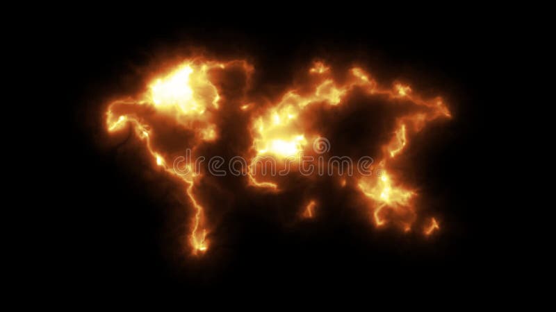 World Map on Fire Effect stock footage. Video of concept - 232890462