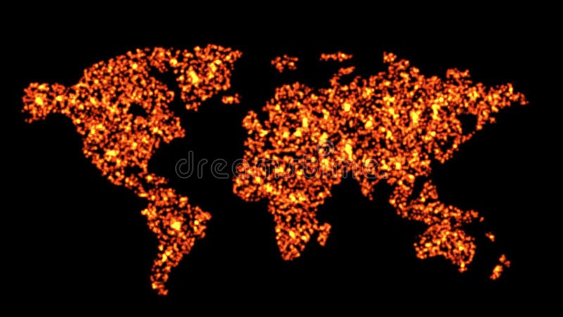 USA Map with Fire Particles on Plain Black Background Stock Footage ...