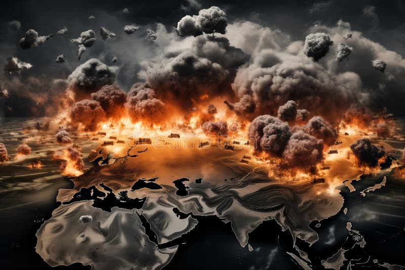 World Map on Fire Representing Global Crisis Stock Photo - Image of ...