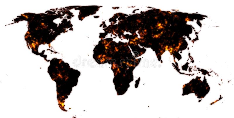 World Map with Fire Texture Stock Illustration - Illustration of ...
