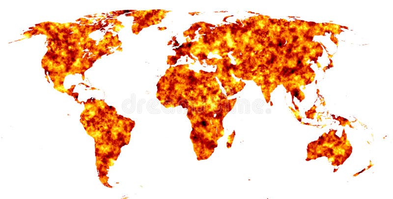 World Map with Fire Texture Stock Illustration - Illustration of europa ...