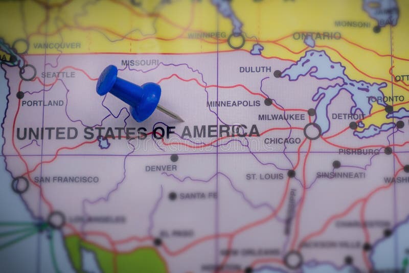 World Map and Flag Focus on America Stock Photo - Image of country ...