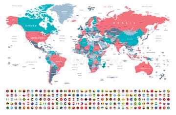 World Map Colored Countries Flags Stock Illustrations – 247 World Map ...