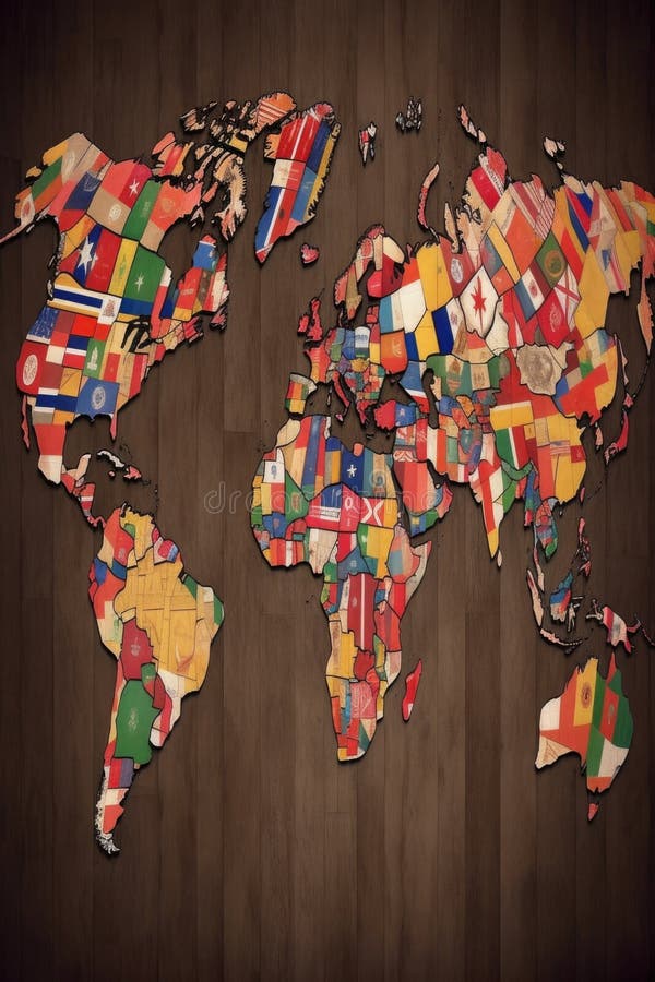 World Map with Flags Representing Each Country Stock Illustration ...