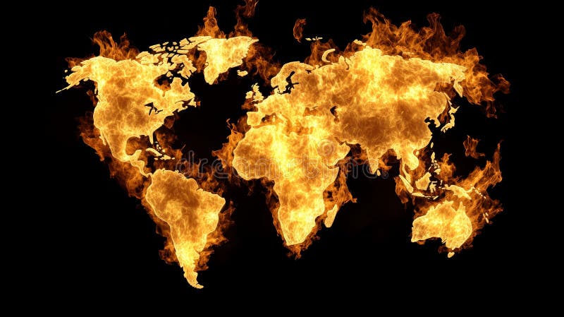 World Map in Flames, a Powerful Visualization of Global Warming ...