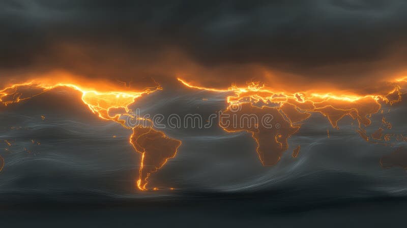World Map in Flames, a Symbol of Global Warming and Climate Change ...