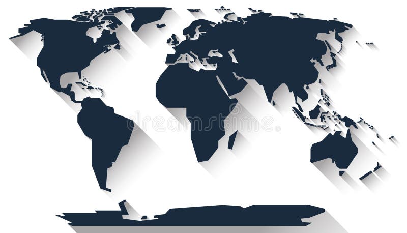 World map flat design stock illustration. Illustration of shadow - 78949618