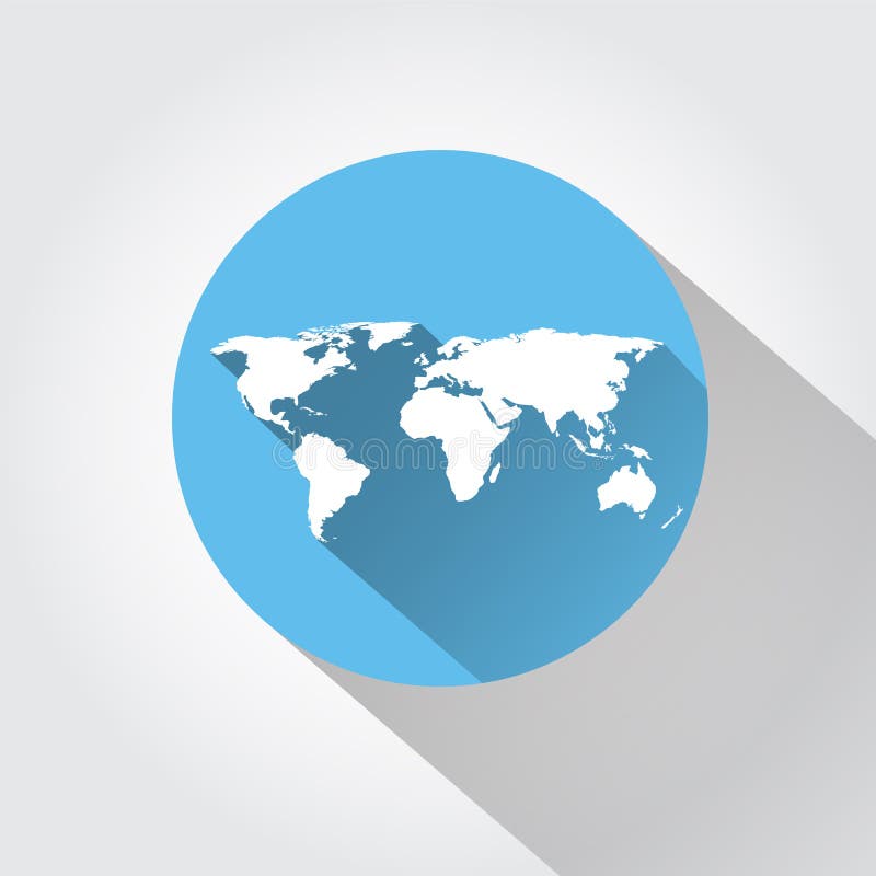 World Map. Flat Design, Long Shadow Stock Vector - Illustration of ...