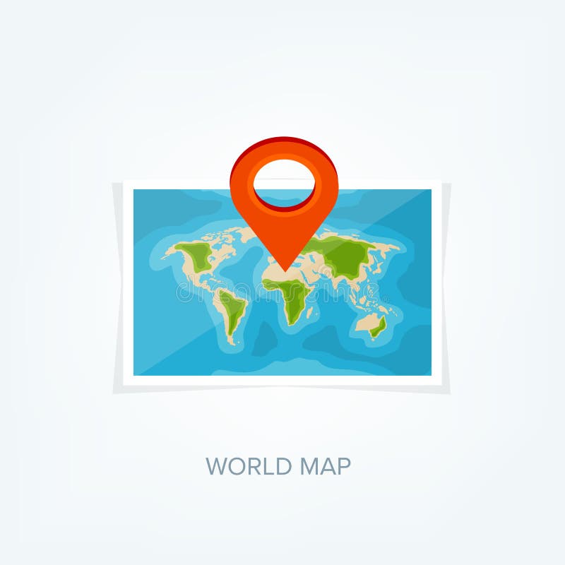 World Map in a Flat Style. Earth, Globe. Navigation. Route and ...