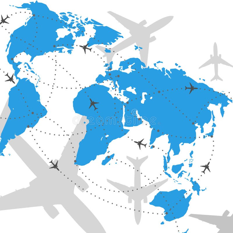World Map Flight Travel Illustration Stock Vector - Illustration of ...