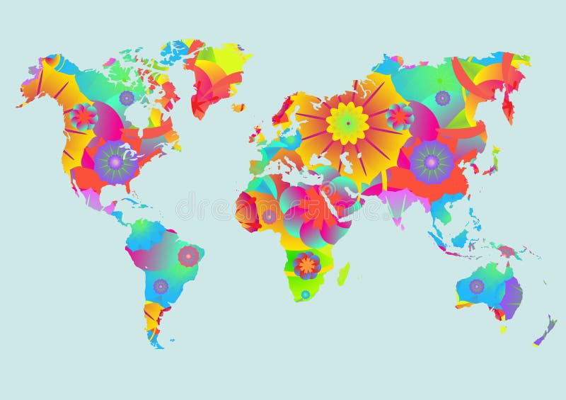 World map stock vector. Illustration of flower, floral - 50642587