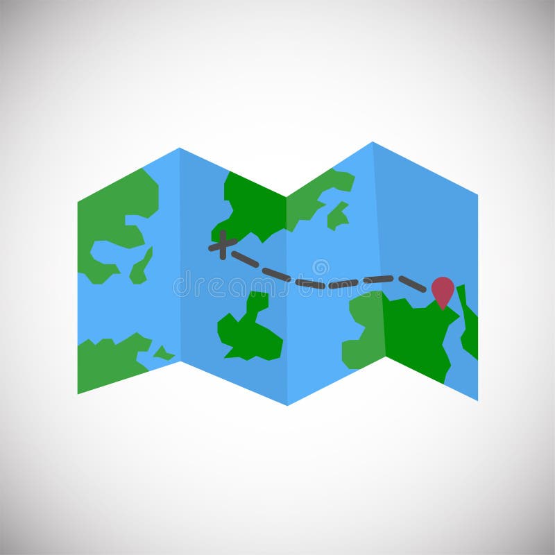 Foldable World Map Shows Holiday Items. Red Circle Crosses The Map ...