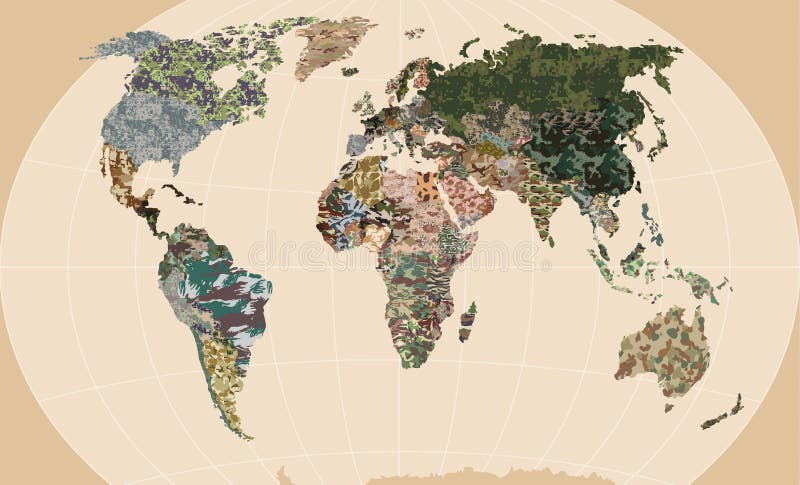 World Map - Forest, Green Camouflage Pattern Stock Vector ...