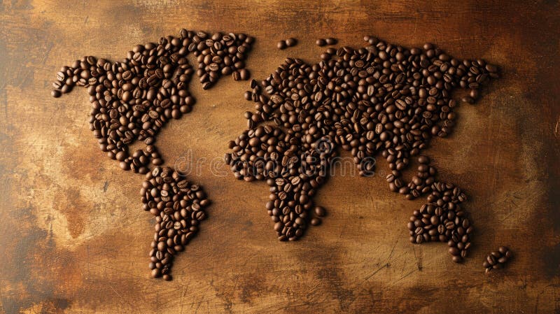 World Map Formed with Coffee Beans, a Creative Blend of Geography and ...