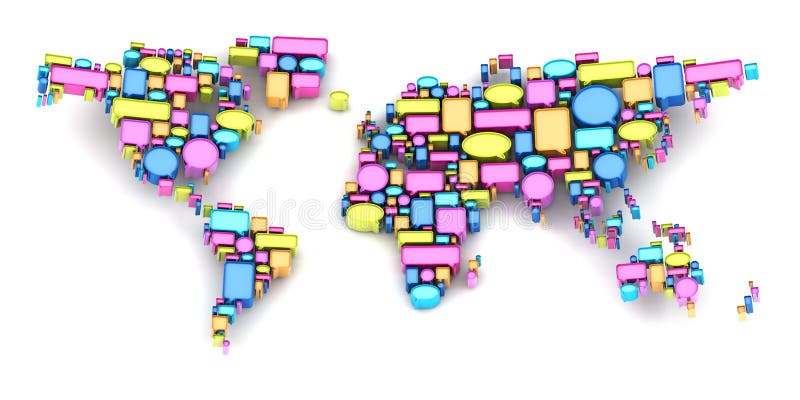 World Map Formed by Speech Bubbles Stock Illustration - Illustration of ...