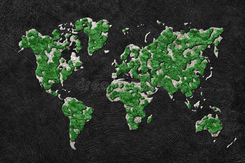 World Map with Fragmented Landscape Stock Illustration - Illustration ...