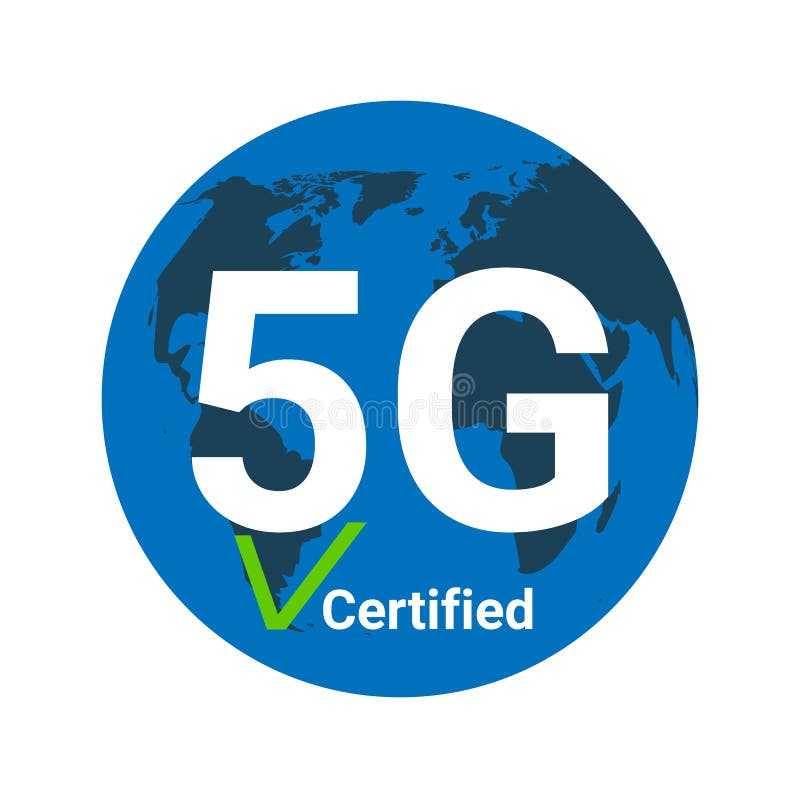 World Map with 5G Certified Text, Blue Background. Stock Vector ...