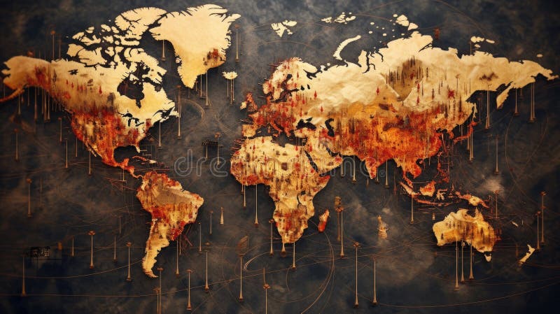World Map. Generative Ai stock illustration. Illustration of texture ...