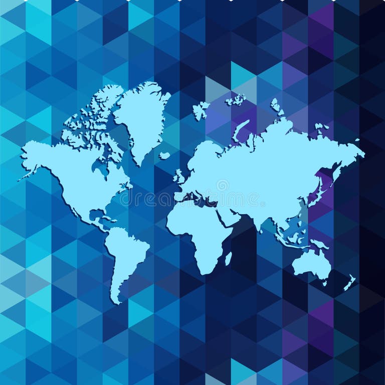 World Map on Geometric Triangle Pattern Design, Stock Vector ...