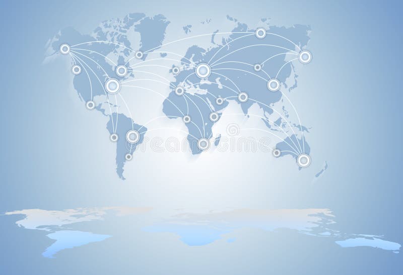World Map with Global Network Stock Vector - Illustration of isolated ...