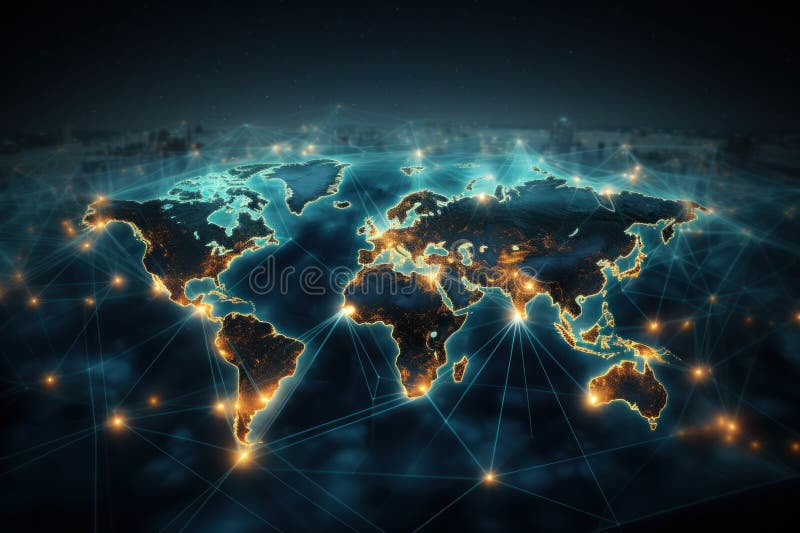 Digital Globe with Network Connections, Social Network Communication in ...